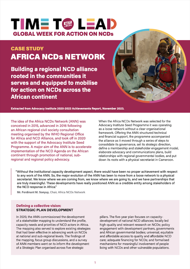 Africa NCDs Network: Building a regional NCD alliance rooted in the communities it serves and ...