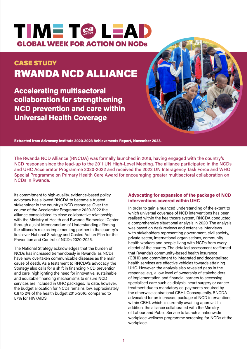 Rwanda NCD Alliance: Accelerating multisectoral collaboration for ...